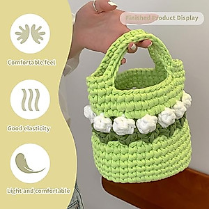 Comtest T-Shirt Yarn Knitting Yarn for DIY Bag Blanket Cushion Handmade Crochet Elastic Fabric Yarn 0.88Lb Milk White