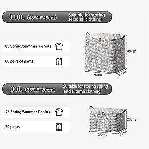 JWSVBF Storage Bins with Zipper Lids for Clothes Non-woven, Closet Organizers Large-Capacity Foldable, Durable Carry Handles Storage Box