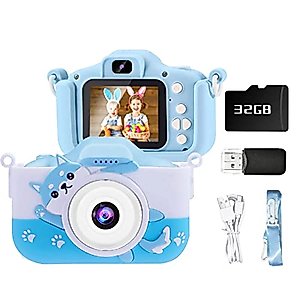Ruiqas Camera Toy Dual Lens Selfie Camera 1080P HD Digital Video Camera with 32GB TF Card Birthday Gifts for