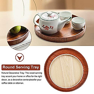 Wooden Serving Tray,Round Wood Plate Platter Catchall Tray Cheese Plates Coffee Tea Serving Tray Fruit Platters Party Dinner Plates Sour Candy Tray Wood Natural Round Serving Tray