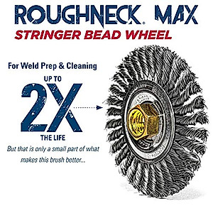 Weiler 13131 ROUGHNECK MAX 4" Stringer Bead Wheel, .020" Steel Fill, 5/8"-11 UNC Nut, Made in the USA