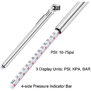 AstroAI Pencil Tire Pressure Gauge 2 Pack, Tire Gauges for Tire Pressure (10-75PSI), air Pressure Gauge for Tires, Stainless Steel Body, and Metal Made Nozzle 3 Measurements for Cars, Bikes, Vehicles