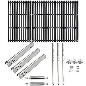 Hongso Grill Parts for Charbroil 466242815 466242716 466242715 463276016 463242716 Models, 17" Grill Grates 3 Pack Heat Plates Burner Tubes Carryover Tubes and Burner Rear Support Brace Included