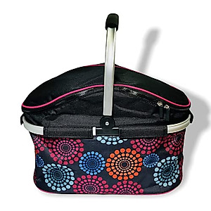 Room for Life - Insulated Market Basket - Bright Lights- Thermal Basket - Cooler - Zippered Tote for Food, Camping, Picnics