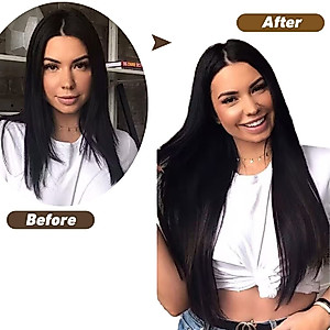 18" Clip in Human Hair Extensions Full Head 150g 7 Pieces 16 Clips Jet Black Double Weft Brazilian Real Remy Hair Extensions Thick Straight Silky (18",150g 1#)