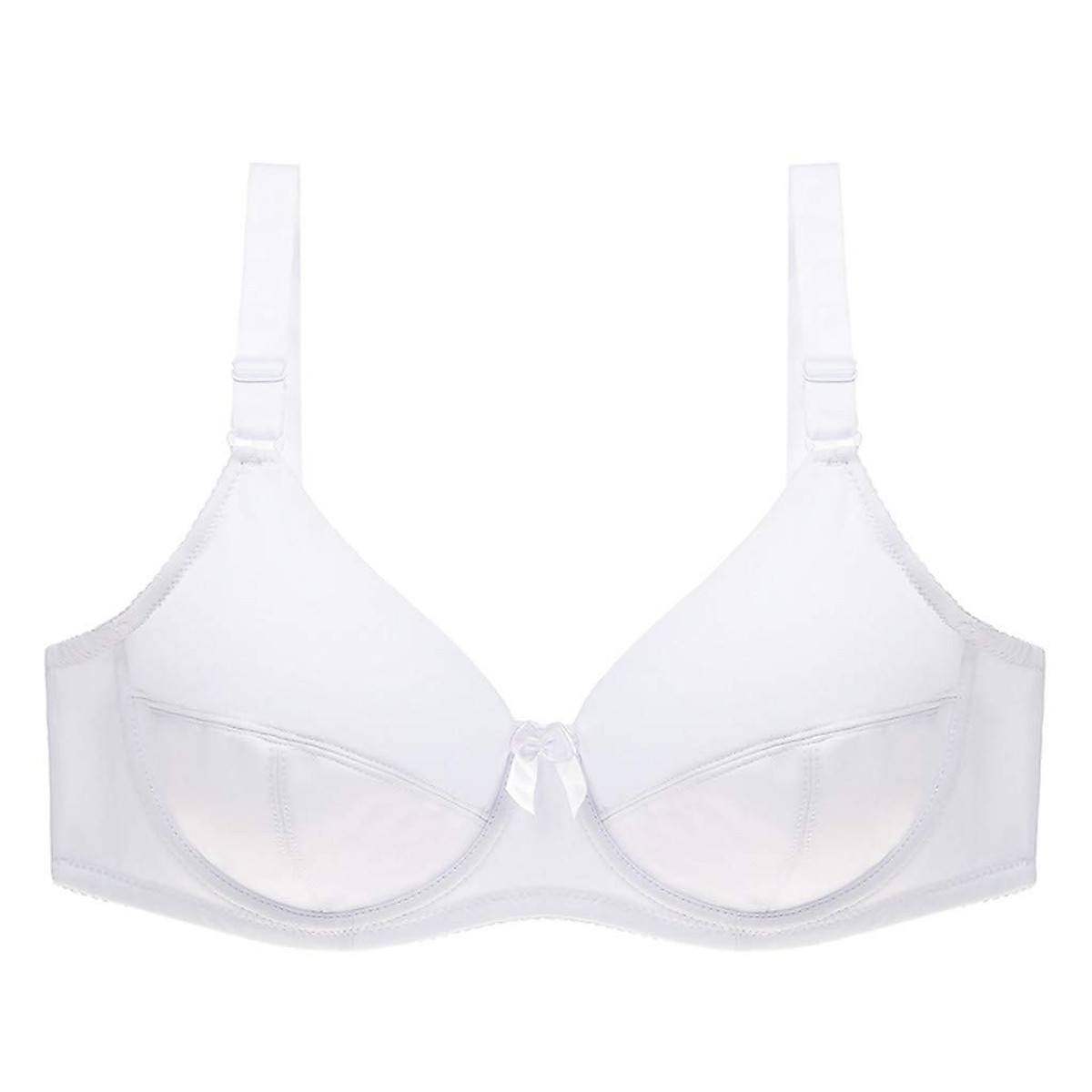 JFLYOU-Bra for Women,New Large Smooth Bra Comfortable Cooling Ladies Bra Adjustment Underwear(White,85E)