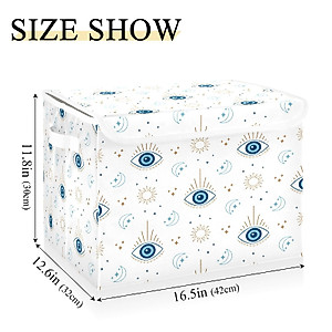 YETTASBIN Magic Evil Eye Storage Basket with Lid and Handles, Large Collapsible Fabric Storage Bins Sturdy Storage Organizer for Shelves, Closet, Bedroom, School, Office, Home Decor