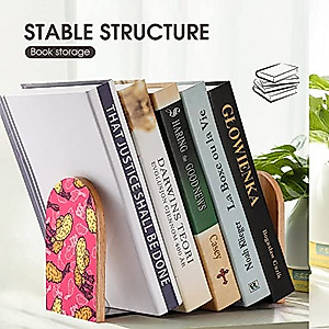 Crispy Hot Shrimp in Tempura Wood Book Ends for Shelves Non-Skid Bookend Book Stand Book Holder Stopper for Home Office School