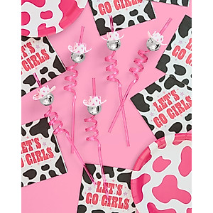 xo, Fetti Disco Cowgirl Pink Reusable Straw Set - 12 pc | Last Disco Bachelorette Decorations, Rodeo Birthday Party Supplies,Space Cowboy Favors