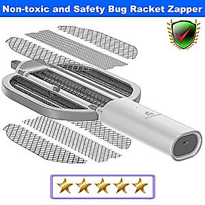 Electric Fly Swatter for Outdoor Indoor, Homesuit 2 in 1 Rechargeable Bug Zapper and Fly Zapper Racket, Powerful 4000V Mosquito Killer & Fly Zapper with 3-Layer Safety Mesh for Home, Travel, Patio