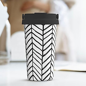 WANGXUEE black and white boho Print 500ml Stainless Steel Travel Tumbler Double Wall Vacuum Insulated Coffee Mug