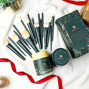 EIGSHOW Makeup Brushes 18pcs Professional Makeup Brush Travel Set with Eco Cylinder 2Cups Holder, Premium Synthetic Foundation Powder Concealer Blush Blending Eye Lip Brush Kit - Cruelty Free