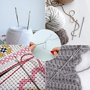 FIVEIZERO 80/40 PCS Large-Eye Blunt Needles,8 Sizes Stainless Steel Yarn Knitting Needles,Sewing Needles,Crafting Knitting Weaving Stringing Needleswith Threaders for Finishing Off Crochet Projects CJ