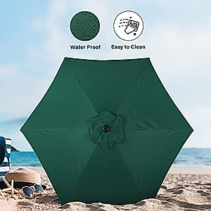 Simple Deluxe 7.5ft Patio Umbrella Outdoor Table Market Yard Umbrella with Push Button Tilt/Crank, 6 Sturdy Ribs for Garden, Deck, Backyard, Pool, Green