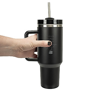 Elanze Designs I Drink Coffee Like A Gilmore Girl 40 oz. Stainless Steel, Large Water Bottle Coffee Mug, Spill & Leak Resistant, Thermal Travel Tumbler with Handle, Lid & Straw, Black