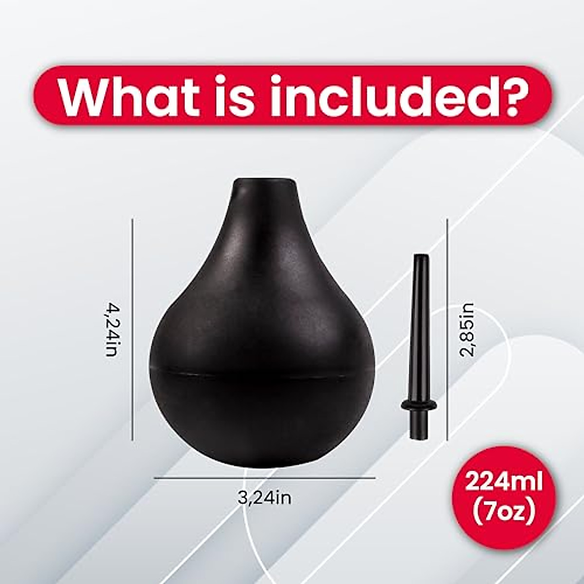 Enema Douche Bulb - Anal Douche Kit with Detachable Tip for Women & Men - Reusable Enema - Easy to Use and Durable | Capacity 7 oz (224 mL) ,Black