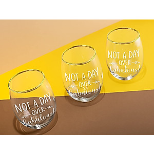 NICKANE 12oz Bestie Wine Glasses with Golden Rim, Gift Box as Christmas, Birthday Gifts for Women, Sister, Best Friends - Not a day over fabulous Glass