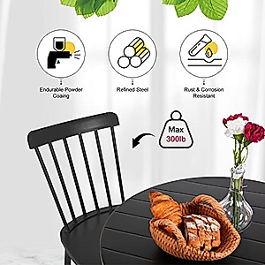 Anmutig Metal Patio Dining Chairs Side Chairs Indoor/Outdoor Windsor Style Metal Side Chair Farmhouse Chair with Spindle Back Set of 4 (Black)
