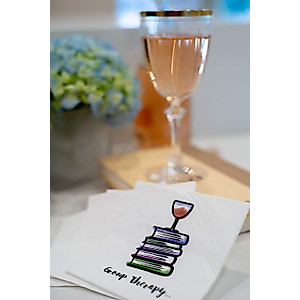 30 Pk, Group Therapy" Cocktail 3-Ply Paper Party Napkins for Book Club, Wine Night, Womens Group, Galentine's Day or Girls Night