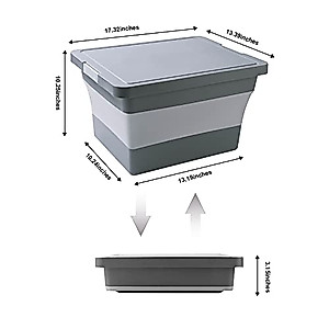 Beinilai Collapsible Storage Bins with lids,26 Qt Plastic Storage Bin Containers Tote Organizing with Secure Buckles，Suitable for Family Outdoor Multi-scene (Dark Gray)