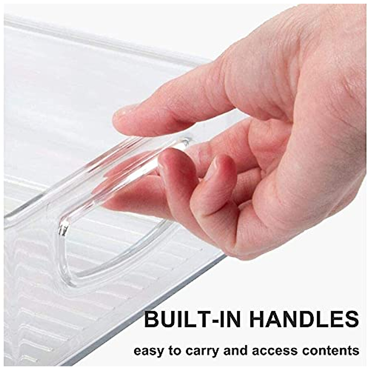 YYDSHEN Fridge Storage Clear Stackable Pantry Bin for Refrigerator, Freezer, Kitchen Cabinet-Free BPA, Plastic Food Organizers Containers, large, yellow