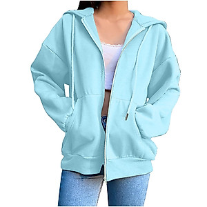 oversized crew neck sweatshirt hoodies y2k zip up half zip pullover womens lightweight hooded fashion jackets for women gear sweatshirts backpack hoodie women