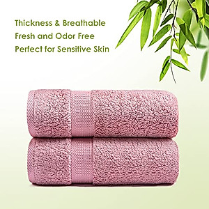 CANFOISON Bamboo Hand Towel for Face and Body, 2 Pack Pink Bathroom Hand Towel Set for Adult Kids Baby Luxury Super Soft Highly Absorbent Bathroom Towels 18" x 30"