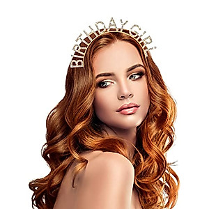 Sibba 1 PC Crown Happy Birthday Tiaras Princess Queen Decorations Party Accessories Rhinestone Headband Hairband Pin Headwear Headpiece Prom Photograph Women Girl