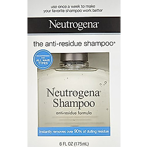 Neutrogena Anti-Residue Shampoo, Gentle Non-Irritating Clarifying Shampoo to Remove Hair Build-Up & Residue, 6 fl. oz (Pack of 2)