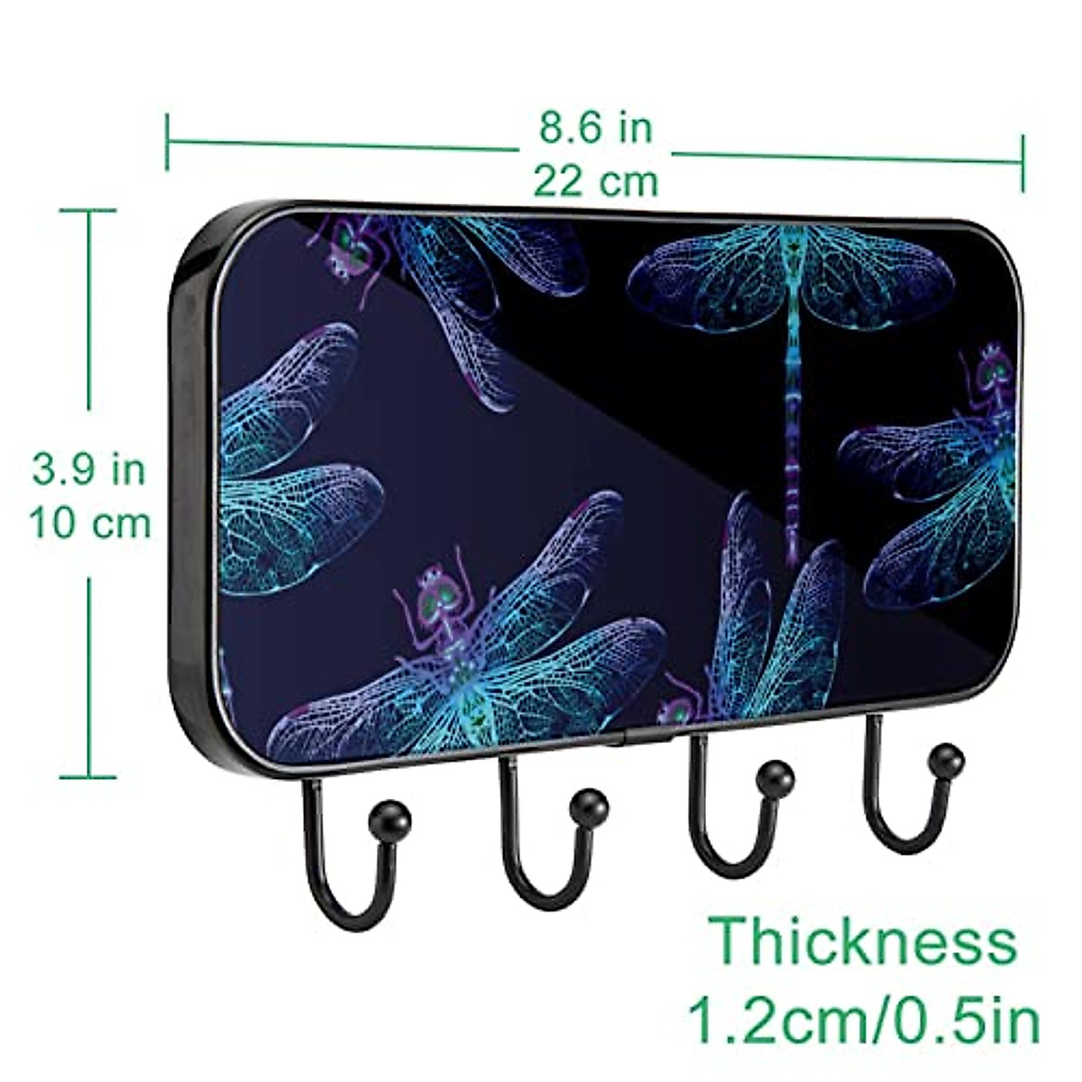 Dragonfly Insect Navy Blue Personalized Adhesive Hooks Towel Hooks Wall Hooks for Kitchen Bathroom