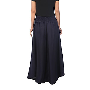 Lannaclothesdesign Palazzo Pants for Women Wide Leg Boho Harem Yoga Pants S M L XL Sizes (S, Solid Dark Blue)