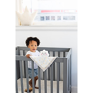 Pearhead Soft Cloud Lovey Snuggle Blanket, Newborn Infant and Toddler Security Toy, Stuffed Animal Plush Lovie for Baby Girl or Boy, White and Gray