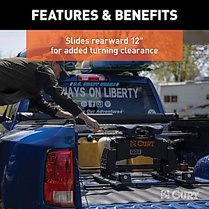 CURT 16646 Q24 5th Wheel Slider Hitch with Base Rails for Short Bed Trucks, 24,000 lbs