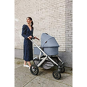 UPPAbaby Cruz V2 Stroller - Gregory (Blue Marl/Silver/Saddle Leather) + Bassinet - Gregory (Blue Marl/Silver)