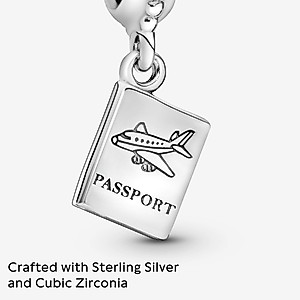 PANDORA Jewelry Passport Travel Dangle Cubic Zirconia Charm in Sterling Silver