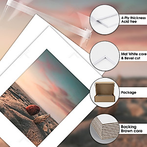 Golden State Art, Acid Free, Pack of 25, 11x14 White Picture Mats Mattes with White Core Bevel Cut for 8x10 Photo + Backing + Bags