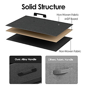 Memobarco Nightstand with 3 Drawers for Bedroom, Storage Dresser with Fabric Drawers and Metal Frame for Closet, Living Room, Bedside Table with Wood Top, Easy Pull Handle, Black