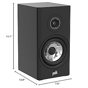 Polk Audio Reserve R200 Large Bookshelf Speaker for Dynamic, Detailed Home Theater Audio, 1" Pinnacle Ring Tweeter & 6.5" Turbine Cone Woofer, Dolby Atmos & IMAX Enhanced, Wall Mountable, Black