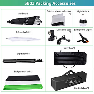 HPUSN 8.5 x 10 ft Background Support System, Photo Video Studio Light Kit 5400K Umbrellas Softbox Continuous Lighting Kit for Photo Studio Product, Portrait and Video Shoot Photography