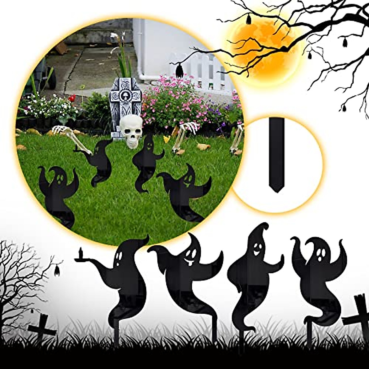 Halloween Yard Signs Stakes Decorative Ghost Garden Stakes Decorations Outdoor Yard Art Decor Yard Yard Sign Halloween Outdoor Statues Props Scary Holiday Home Garden Party Supplies