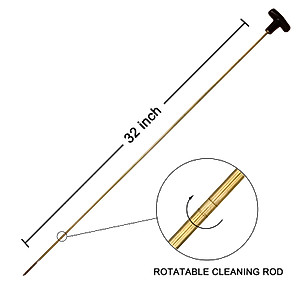 APCHYWELL Rifle Pistol Gun Cleaning Kit for 22LR .22 Cal with Gun Snakes, Bore Chamber Brushes, 32inch Brass Cleaning Rod, Cotton mop, in Compact Zippered Case