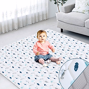 Premium Foam Baby Play Mat 50" X 50", Play Mat for Babies and Toddlers, Baby Floor Play Mat Non Slip Cushioned, Kids Play Mat for Playpen, Thick One-Piece Crawling Mat, Easy Clean, Whale