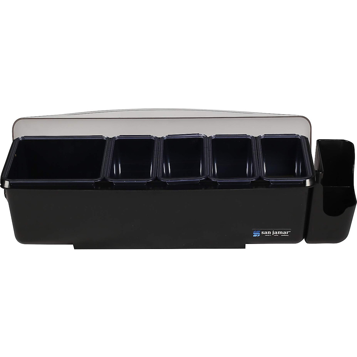 San Jamar Dome Plastic Garnish Center, 8 Pint - 5 Tray, Black