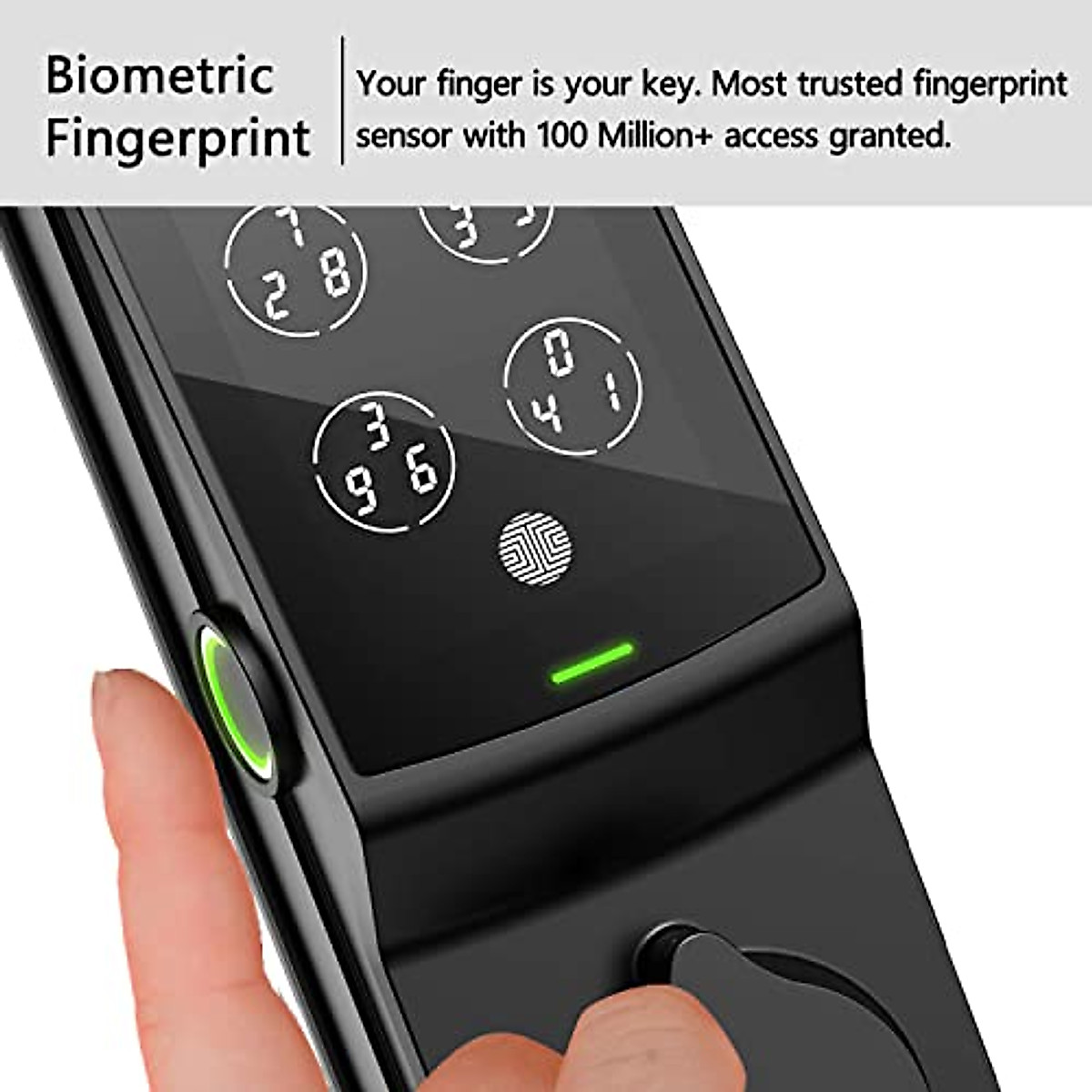Lockly Secure Pro, Wi-Fi Smart Lock, PIN Genie® Keypad, 3D Biometric Fingerprint Sensor, Auto Lock Deadbolt (Matte Black, a Special Edition for Special Door Frame and Thick Fingers)