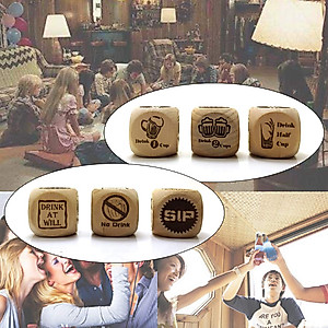 Hometu Party Drinking Dice Game Funny Rolling Decider Bachelorette Game Wooden Dices Set Bar Pub Turnt Drunk Frenzy Adult Favor Game 2PCS(40MM)