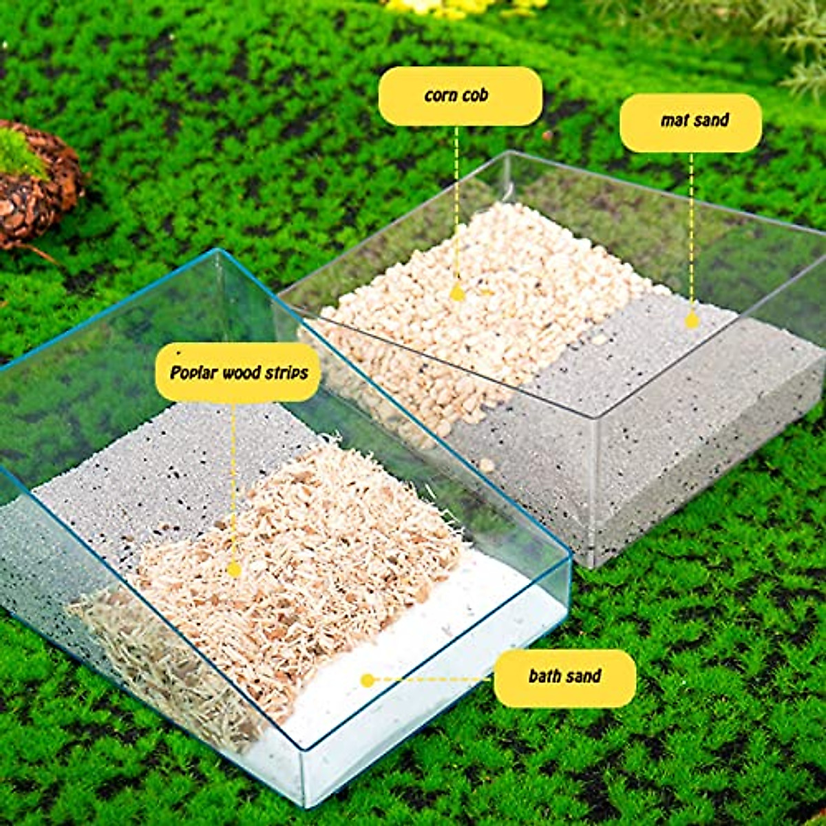 Acsist Hamster Sand Bath Container Acrylic Sand-Bath Box Guinea Pigs Bathroom Shower Toilet Digging Sand Small Animals Bathtub for Gerbil Guinea Pig Hedgehog(Blue)