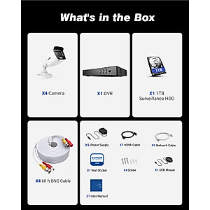 ANNKE 8CH Security Camera System, 3K Lite Surveillance DVR with 4 x 1080P Wired CCTV IP66 Cameras with Full Color Night Vision, AI Human/Vehicle Detection, Remote Access, 1TB Hard Drive