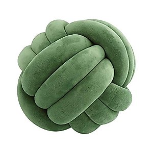 CinYana Knot Ball Throw Pillow Plush Toy Household Decoration Bed Room Office Sofa Couch Decor Simple Knotted Pillow 3-Strand Cotton Ropes Weaving (9.8", Olive Green)