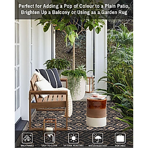 Outdoor Rugs - Reversible Mats, 5'x8' Plastic Straw Rug for Patio Clearance Waterproof, Indoor Outdoor Area Rug Carpet for Outside, RV, Deck, Picnic, Beach, Trailer, Camping(Black & Brown)