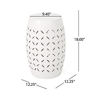 Christopher Knight Home Jorell Indoor Lace Cut Iron Accent Table, White 12.25 in x 12.25 in x 18.0 in